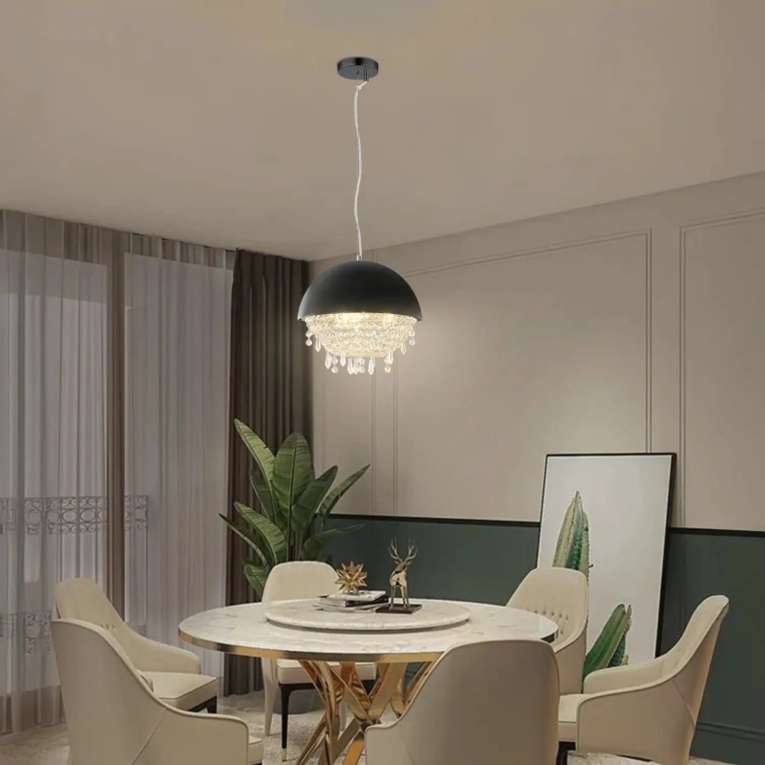 Crystal Eclipse Chandelier – K9 Crystal Dome Light in 4 Sizes & 3 Colors – Harold Electricals