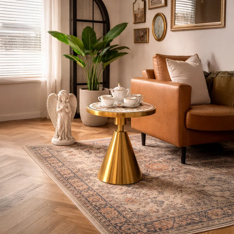 Imperial Crest Pedestal Table with Handcrafted Marble Top | Luxury ...