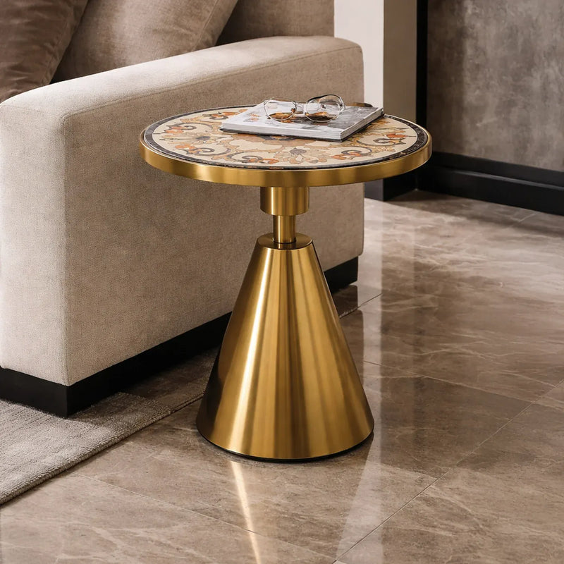 Imperial Crest Pedestal Table with Handcrafted Marble Top | Luxury ...