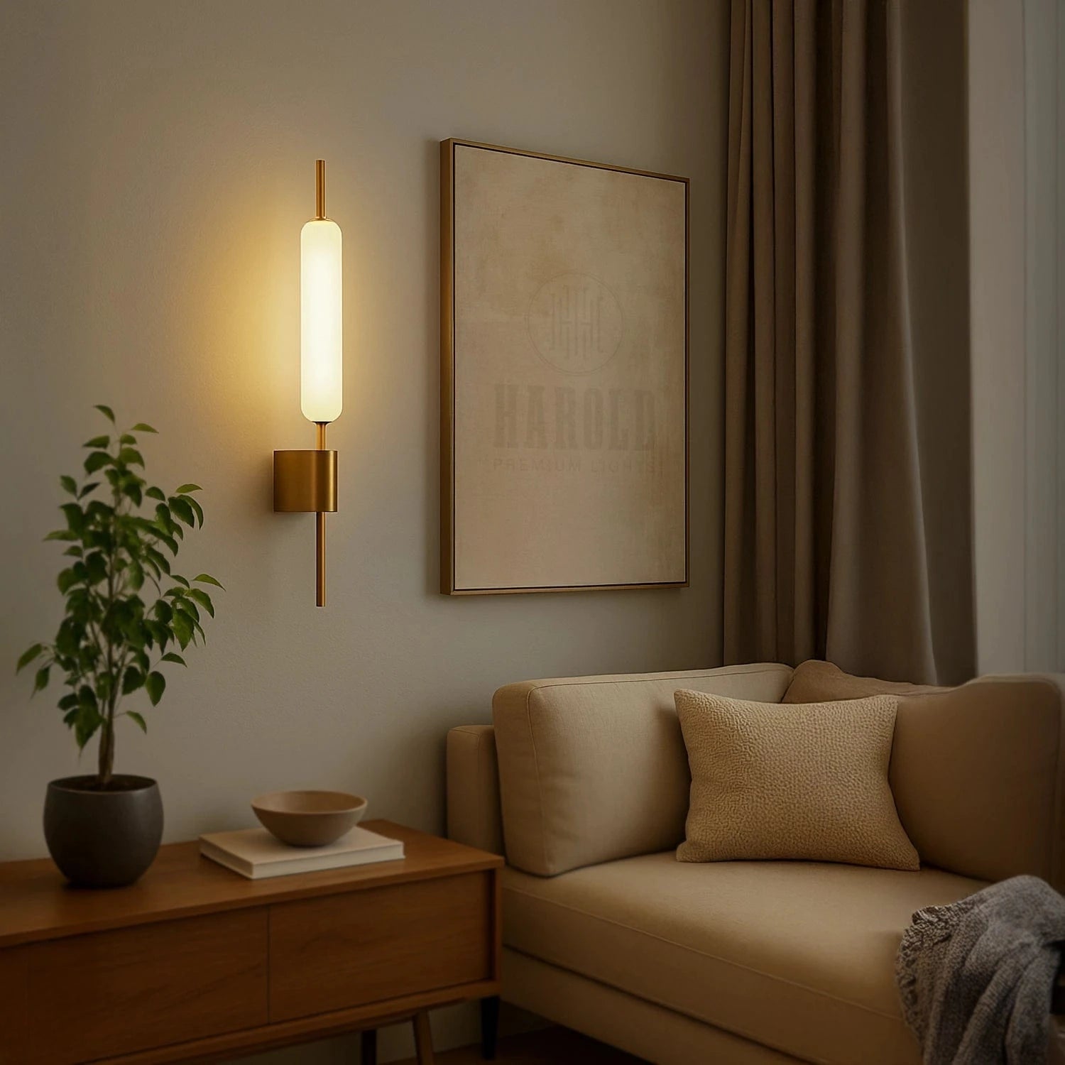Linéa Glow Tube Wall Light – 18W LED | Brass GAB Finish – Harold ...