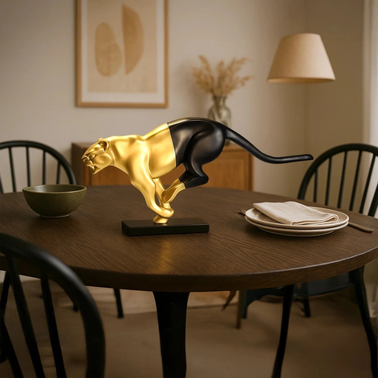 Panthara Lux – Luxury Black & Gold Panther Sculpture for Home Decor (24 ...