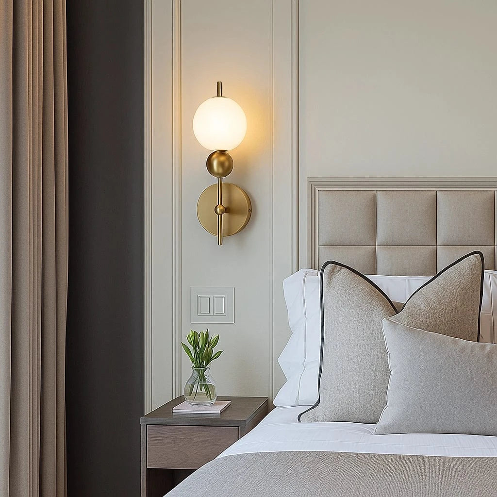 Opal Sphere Wall Light – 1 & 2 Ball | Frosted Glass & Gold Frame ...