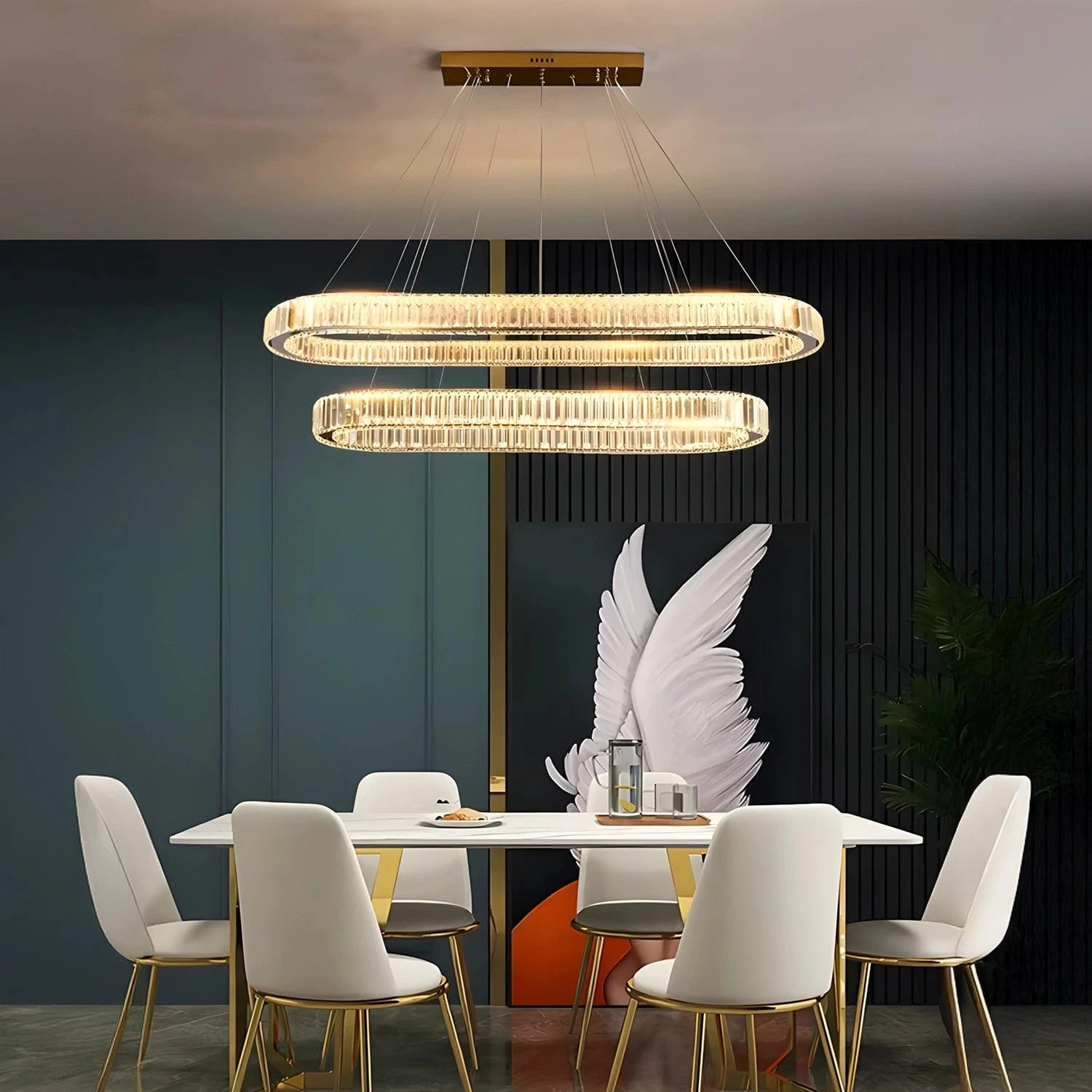 Celestial Dual Ring Chandelier – Luxury LED K9 Crystal Chandelier ...