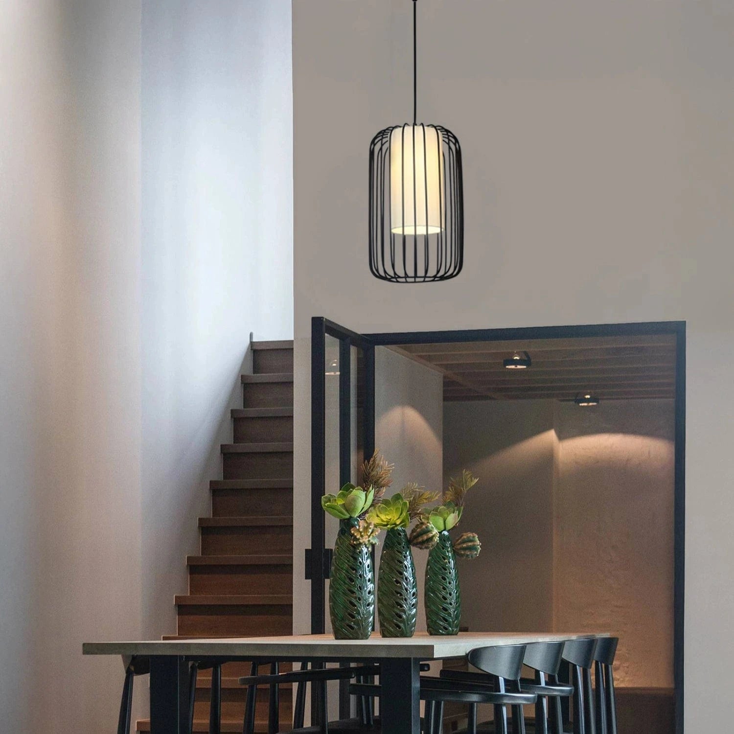 Metal Cage Hanging Light – Modern E14 Pendant for Dining & Living ...