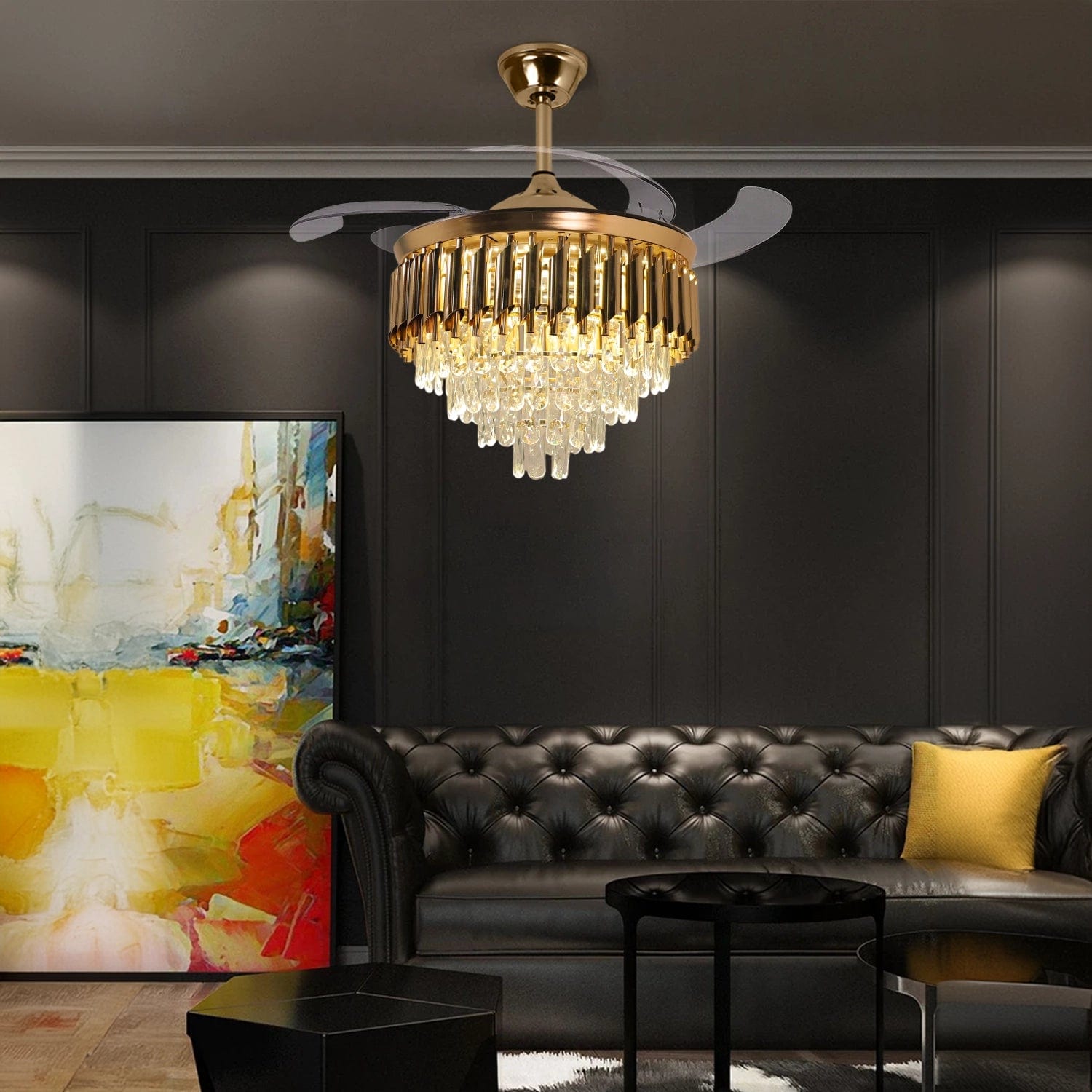 Golden Mamba Chandelier Ceiling Fan with Remote Control – Harold ...