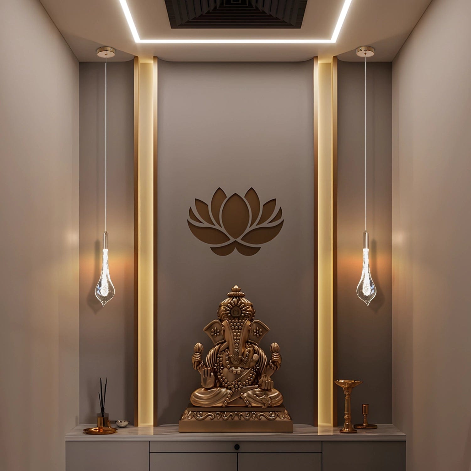 Luminous Dew Temple Light - Pooja Room Hanging Light – Harold Electricals