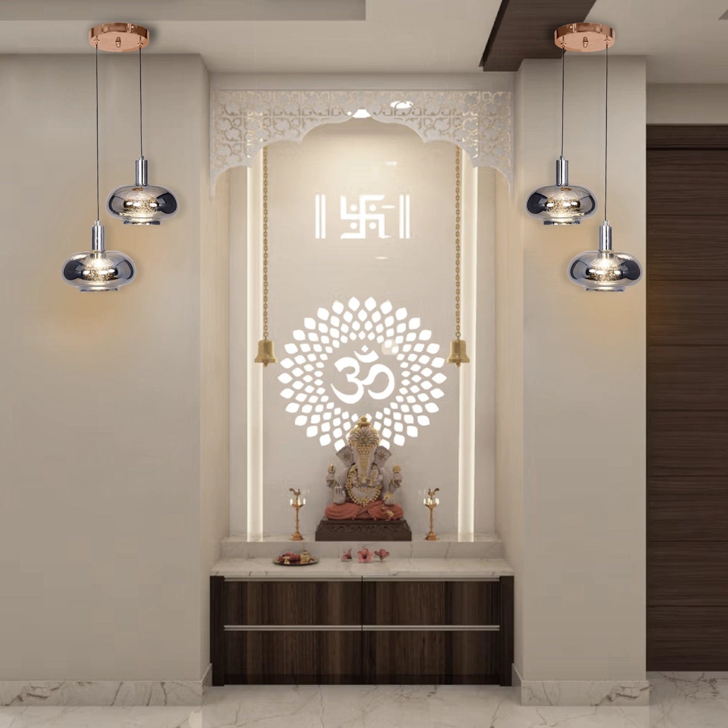 Luminous Orbit Temple Light - Pooja Room Hanging Light – Harold Electricals