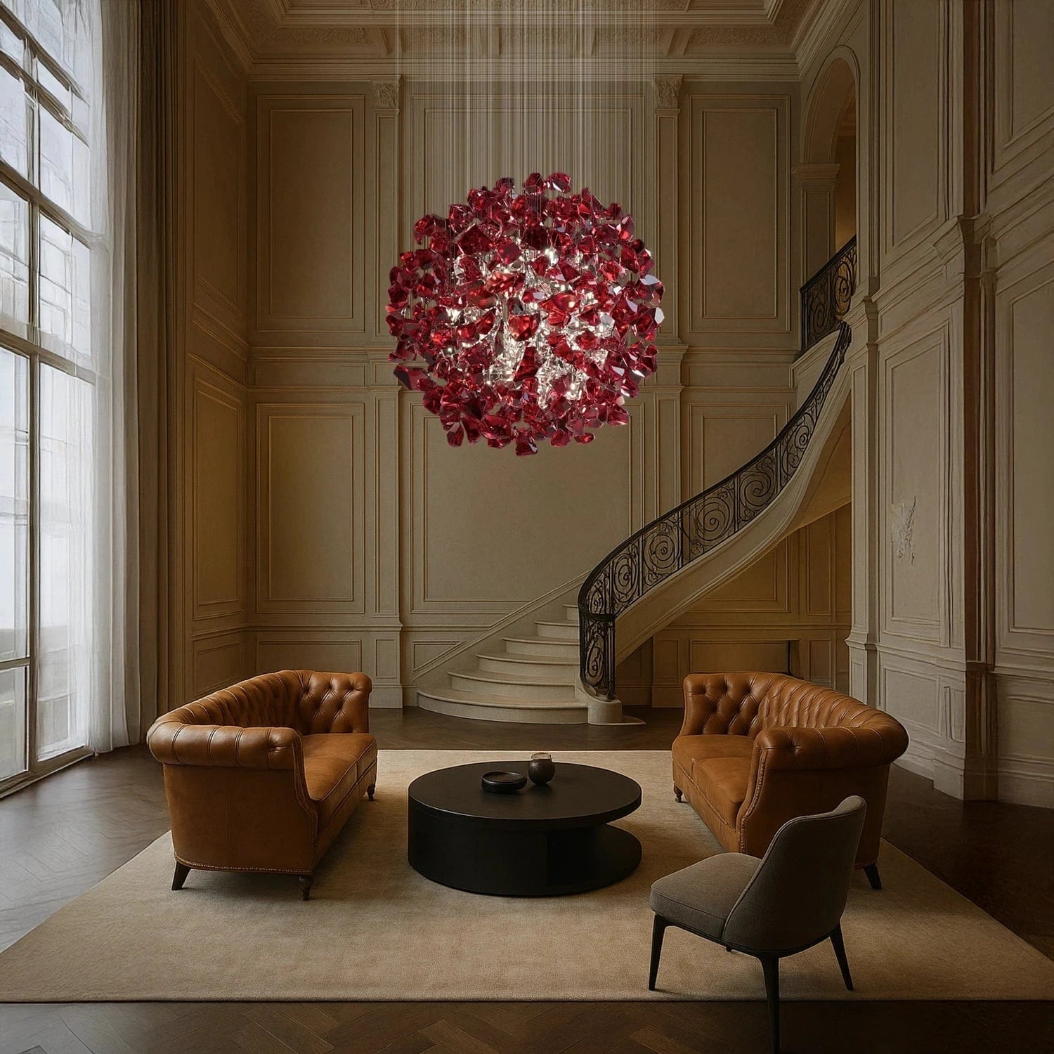 Red Rubic Falling Star Chandelier – Diamond Cut K9 Crystal Lighting ...