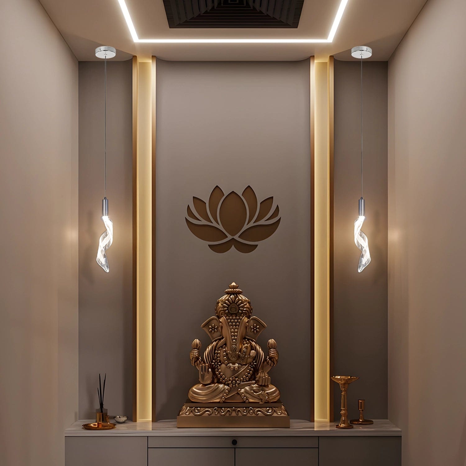 Twilight Spiral Temple Light - Pooja Room Hanging Light – Harold ...
