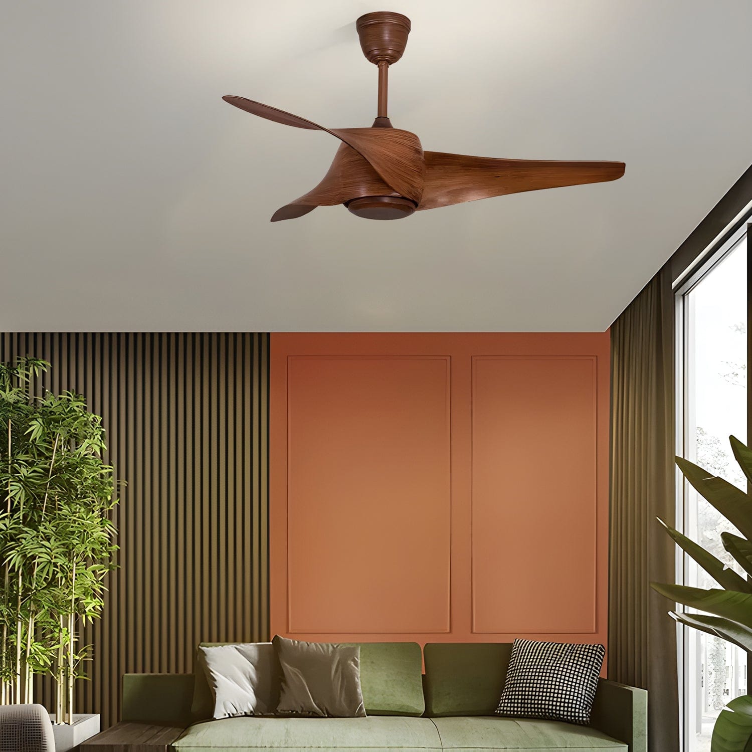 Cedar Breeze Ceiling Fan with Remote Control (Teak Finish Metal Body ...