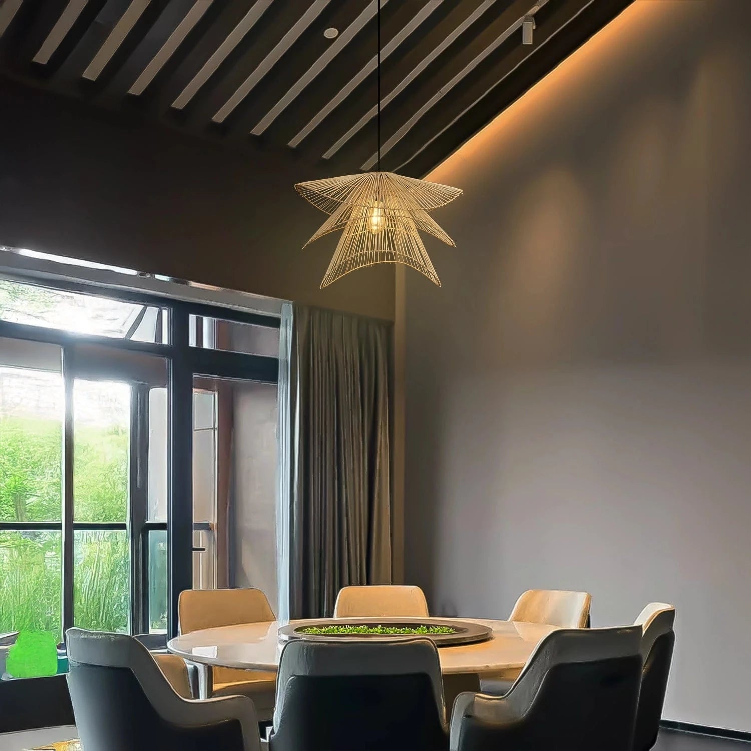 Zen Wave Bamboo Hanging Light | Premium Handcrafted Design – Harold ...