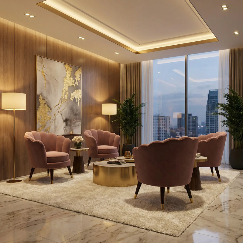 Aurora Shell Accent Chair | Luxury Velvet Lounge Chair – Harold Electricals