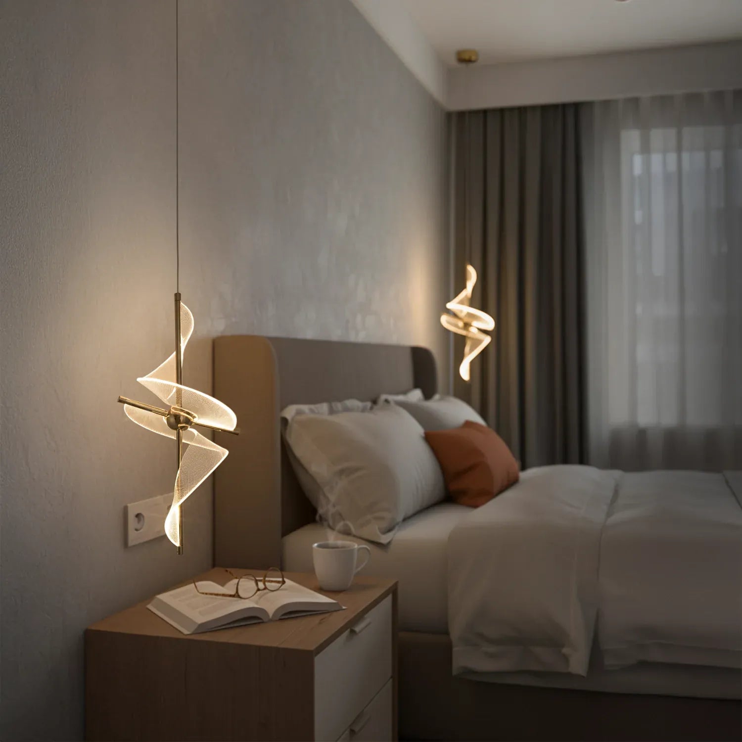 Twin Spiral Luxe Hanging Light – Modern Acrylic & LED Pendant | Harold ...