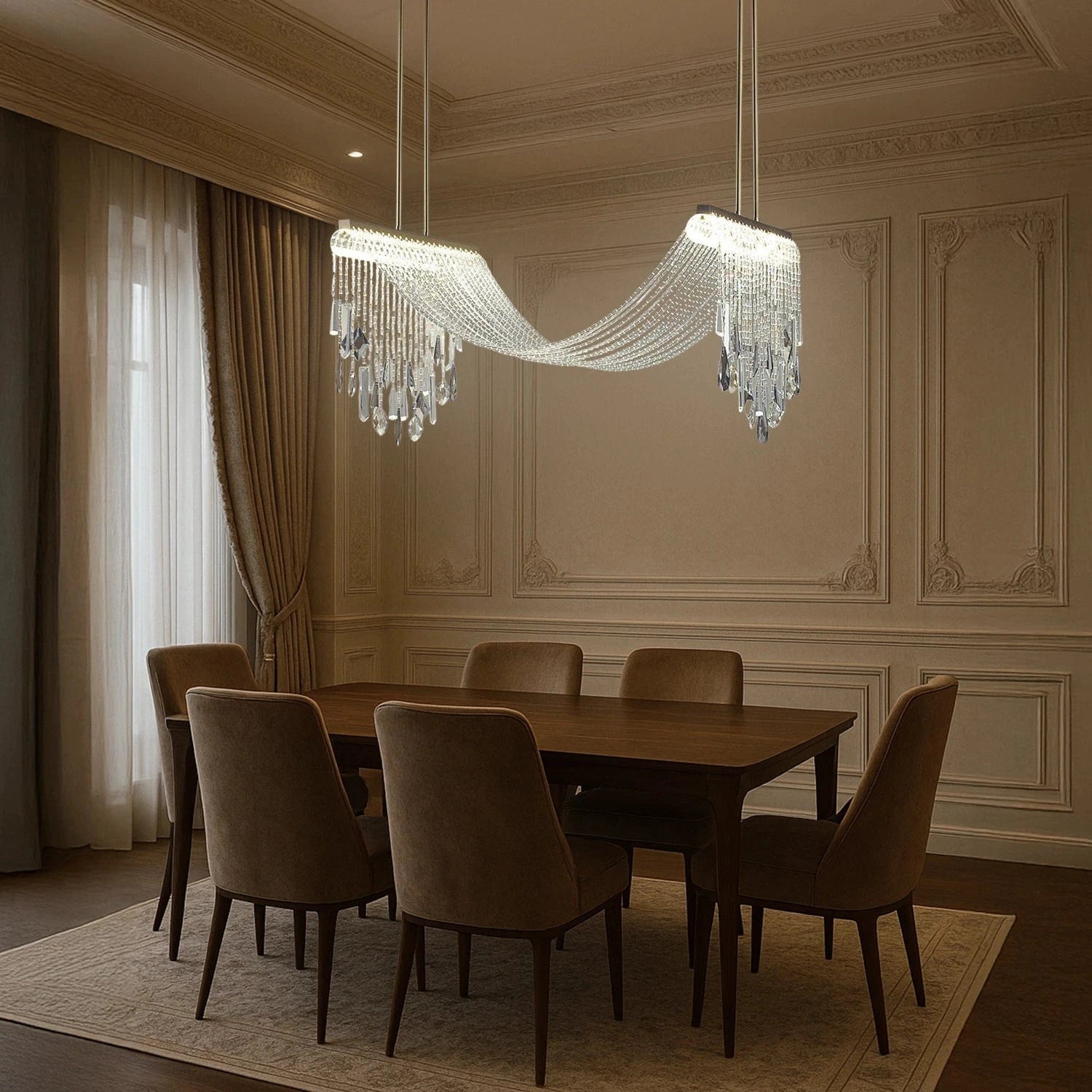Crystal Draper Chandelier – Luxury PVD Frame with K9 Crystals & LED ...