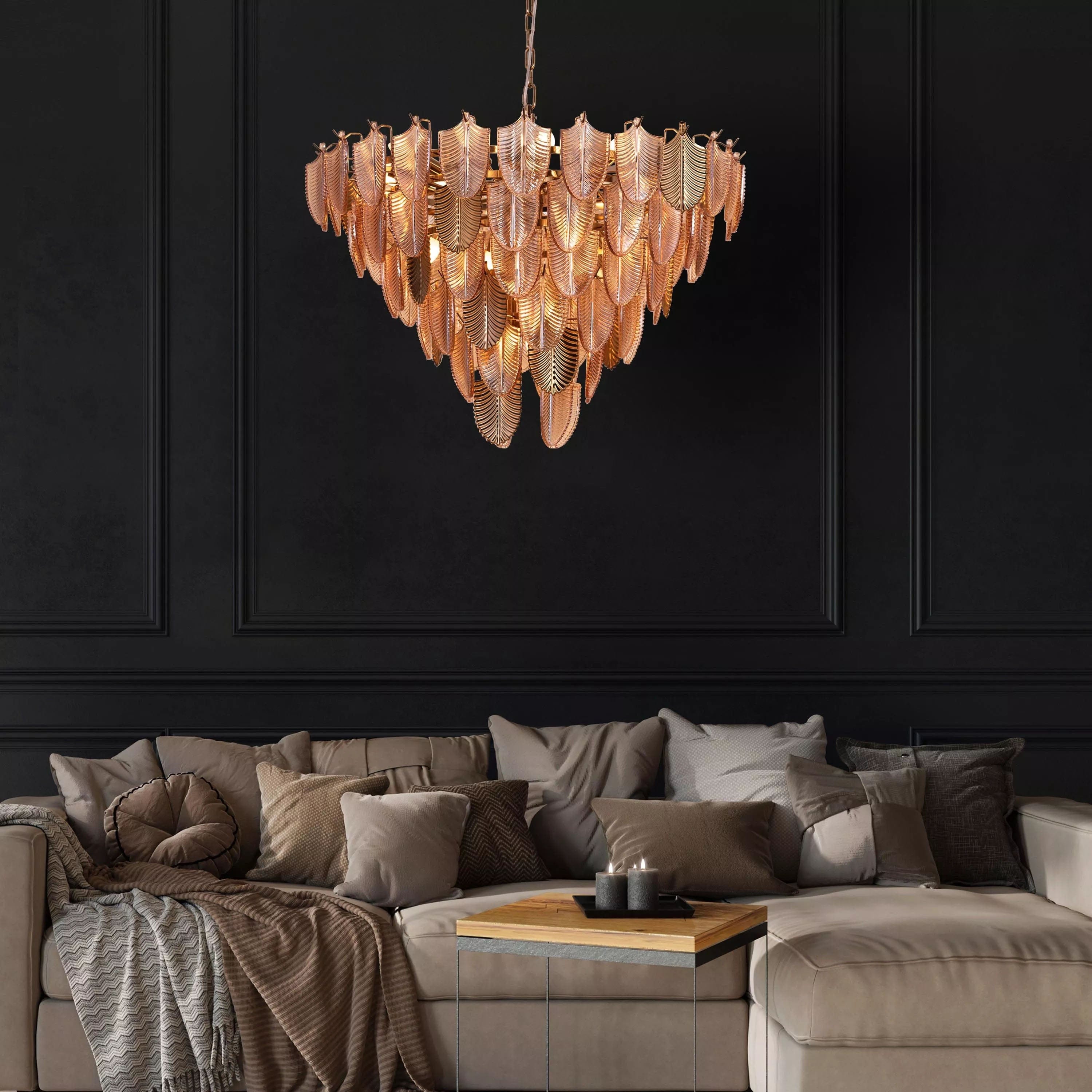 Gratus Luxe Tangerine Glass Leaf Chandelier – Harold Electricals