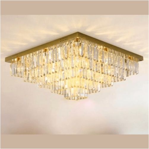 Modern Square Crystal Flush Mount Chandelier – Harold Electricals